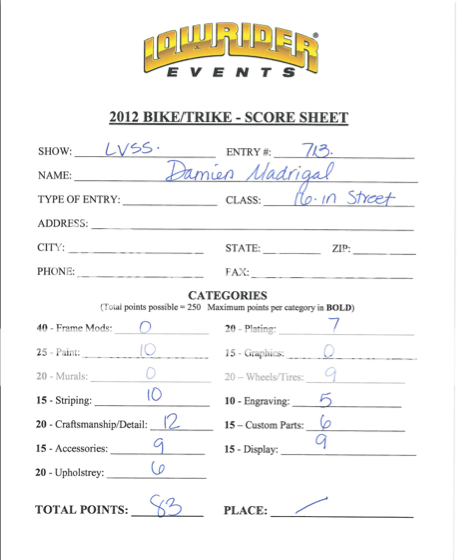 Super Show score cards | Page 2 | LayItLow.com Lowrider Forums